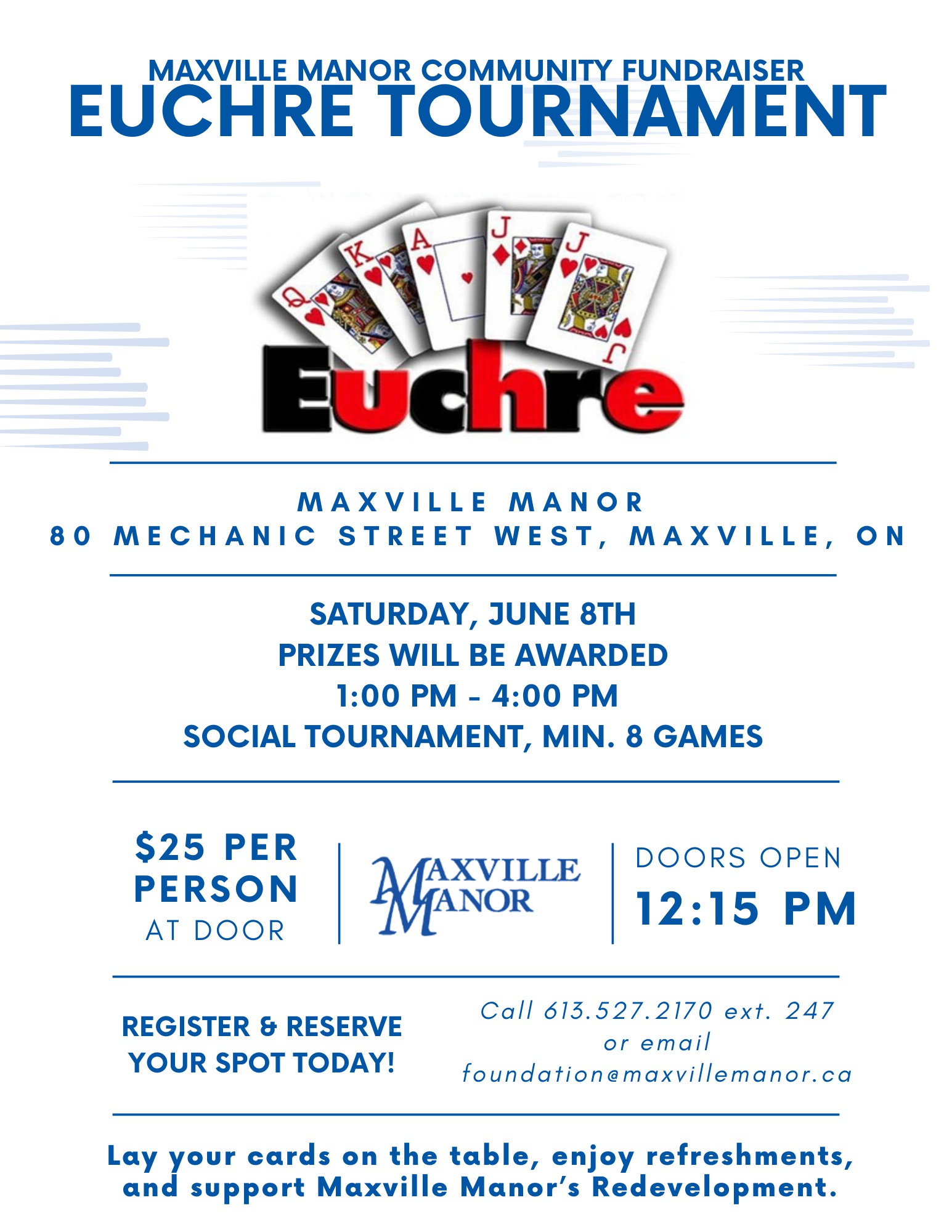 Maxville Manor Euchre Tournament - CanadaHelps